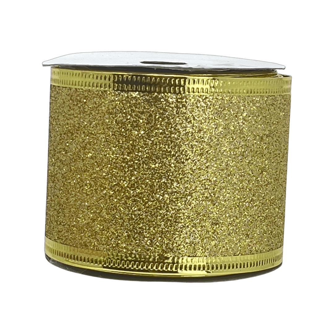 (23194) Liston navideño Escarchado 6Cm 9M oro – Mercería El Gato