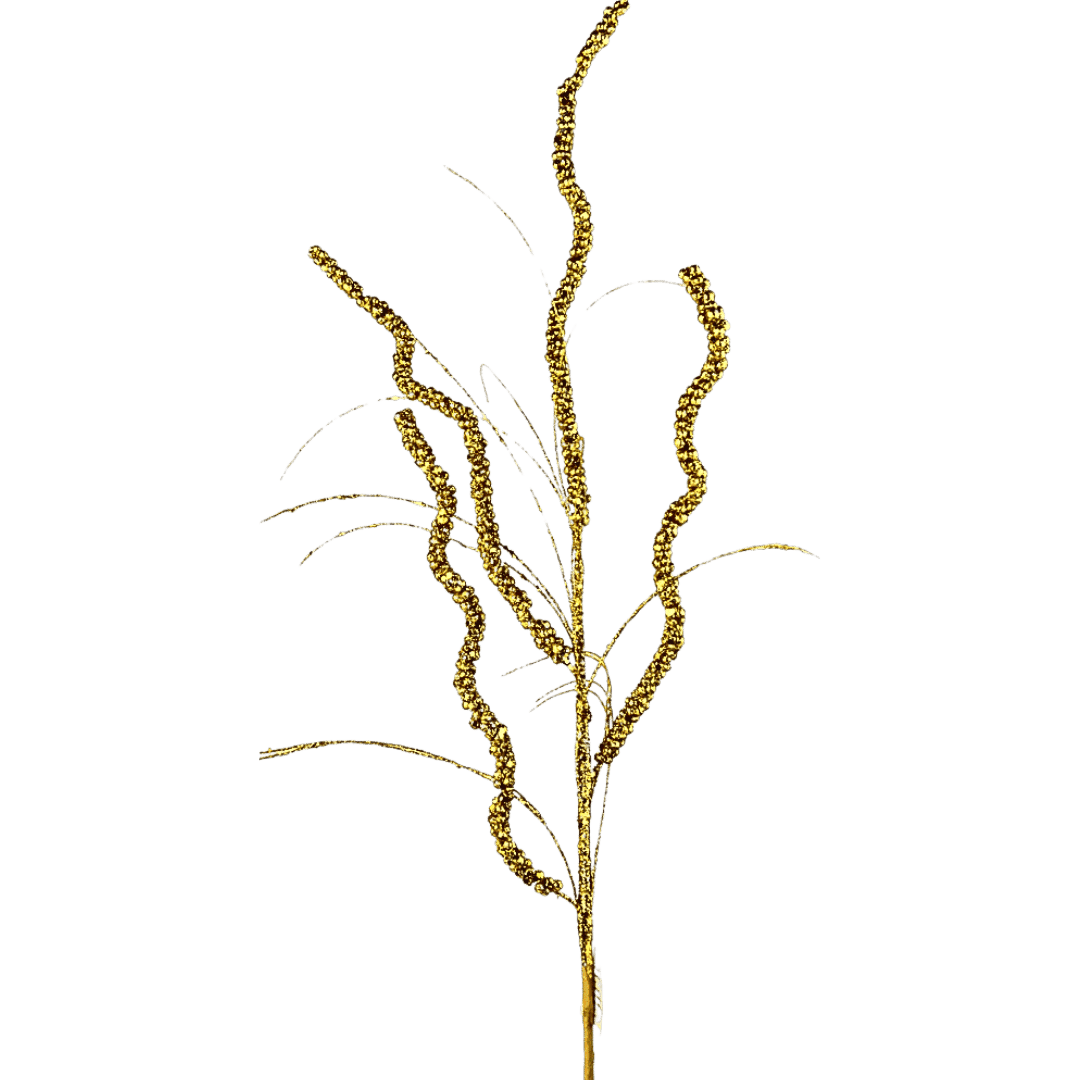 (FLQ09591G) Follaje curly escarcha oro 77 cm – Mercería El Gato