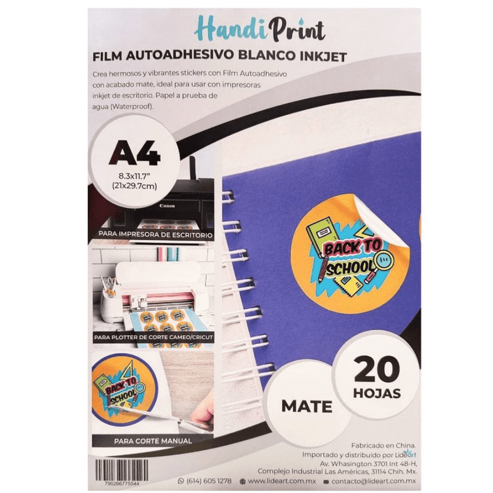 (4414-0051)Handi Print Vinil Waterproof Blanco Mate A4 C/20 – Mercería ...