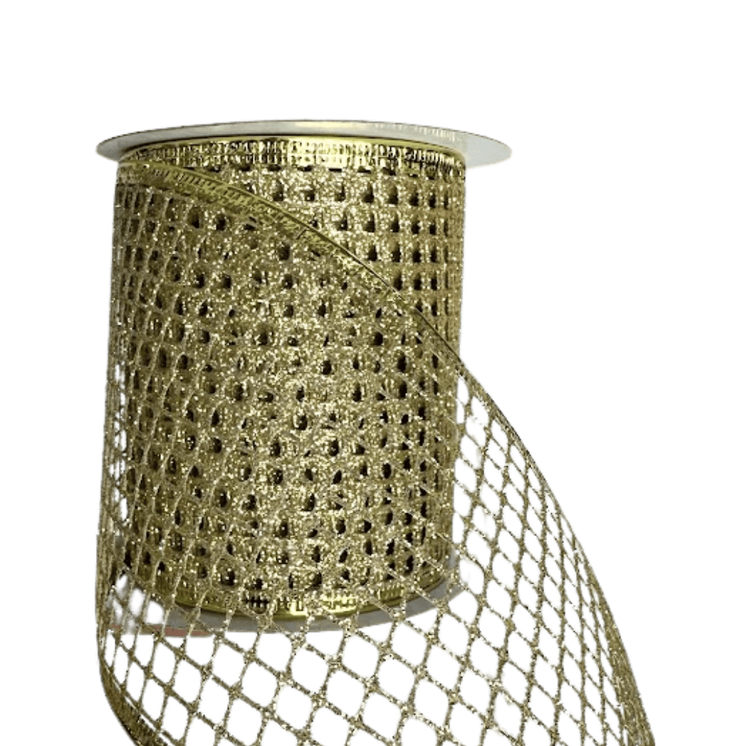 (TCH01847G) Liston malla oro 10cm x 9m – Mercería El Gato